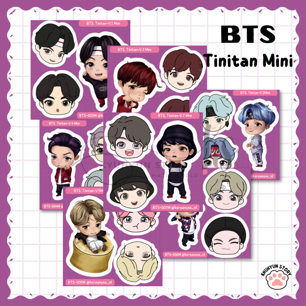 HP Kpop Bts Tinitan Chibi Sticker Cute Cartoon Aesthetic Deco Sticker ...