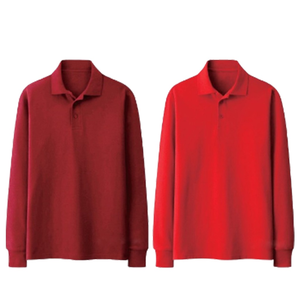 MERAH Plain Long Sleeve POLO Collar T-Shirt/Full Size Long Sleeve ...