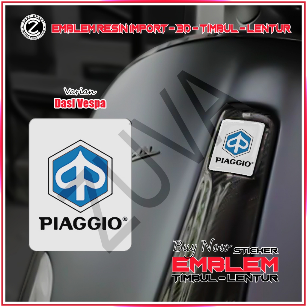 VESPA EMBLEM STICKER WHITE hexagonal PIAGGIO LOGO embossed VESPA ...