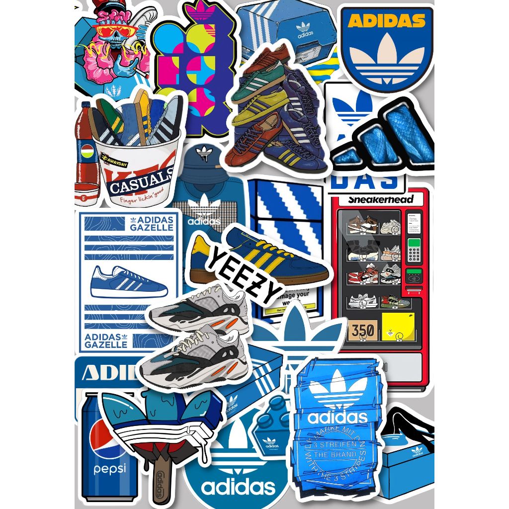 Sticker VINYL AESTHETIC 20pcs STICKER BRAND HYPEBEAST ADIDAS BLUE YEEZY ...