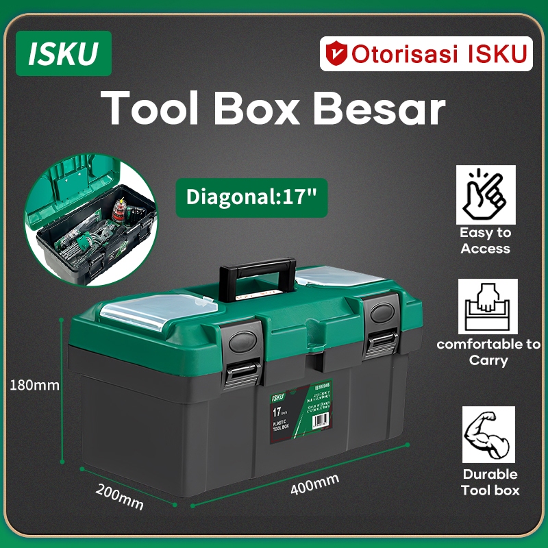 Isku Large Plastic Tool box 14 15 17 18 19 20 inch toolbox Stainless ...