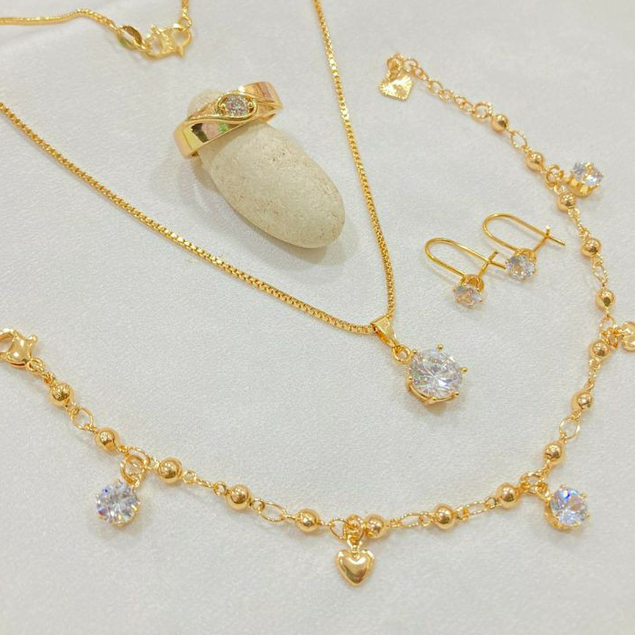 24k GOLD PLATED TITANIUM JEWELRY SET | Shopee Philippines