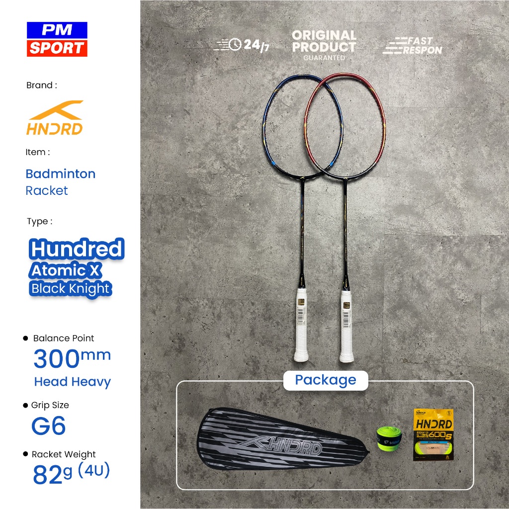 Badminton Racket/HUNDRED ATOMIC X BLACK KNIGHT | Shopee Philippines