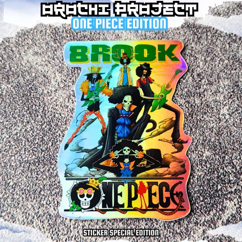 Anime Brook Soul King One Piece Hologram Glossy Sticker Waterproof HP ...