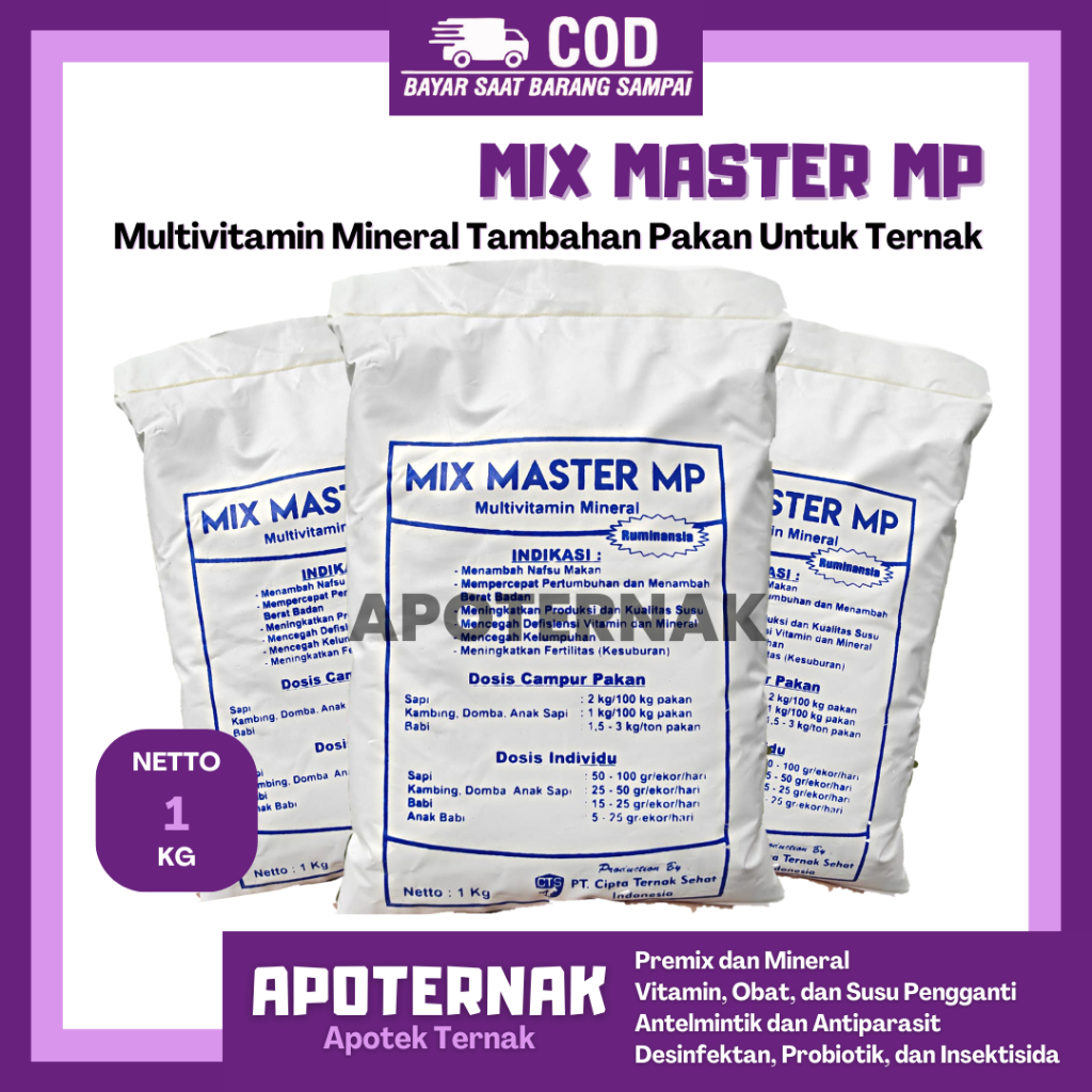 Premix MIX MASTER MP 1kg | Premix Mineral Multivitamin Cow Goat Sheep ...