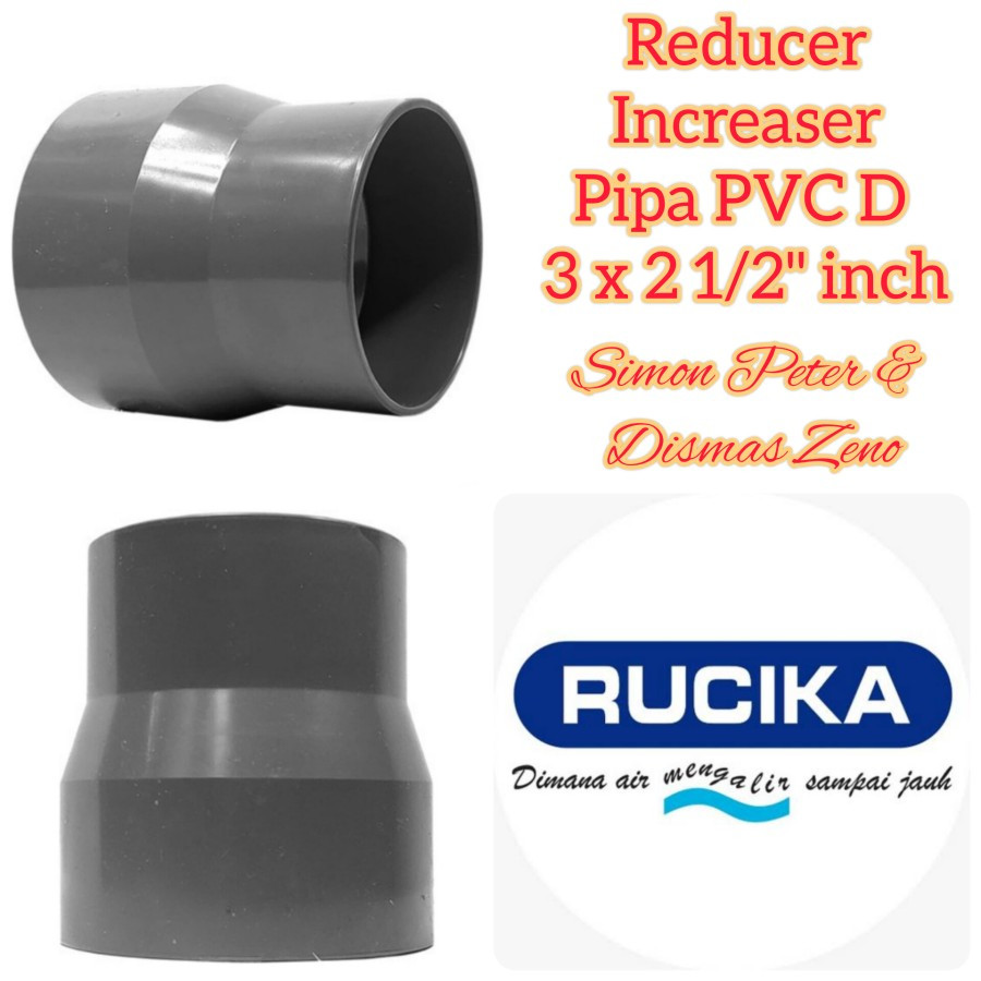 Rucika Reducer Vlok Sock PVC D 3 x 2 1/2 inch 3x2.5" for Clean Water ...