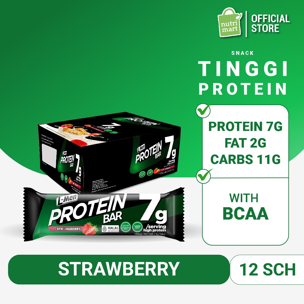 L-men Protein Bar Strongberry 12 Sachets - Low Fat High Protein ...