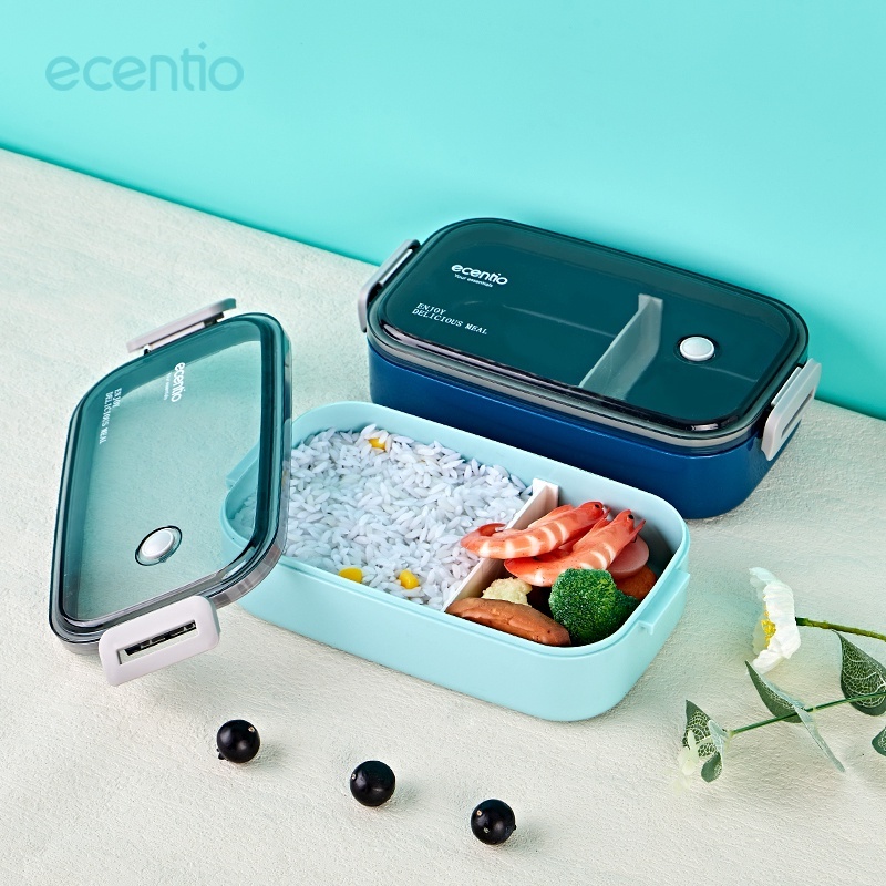 ECENTIO 800ml Blue 1-Section Lunch Box | Single Layer NON-BPA Children ...