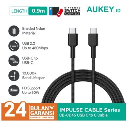 Aukey Cable Impulse Braided CC / Cable C To C 0.9M / Adapter Cable type ...