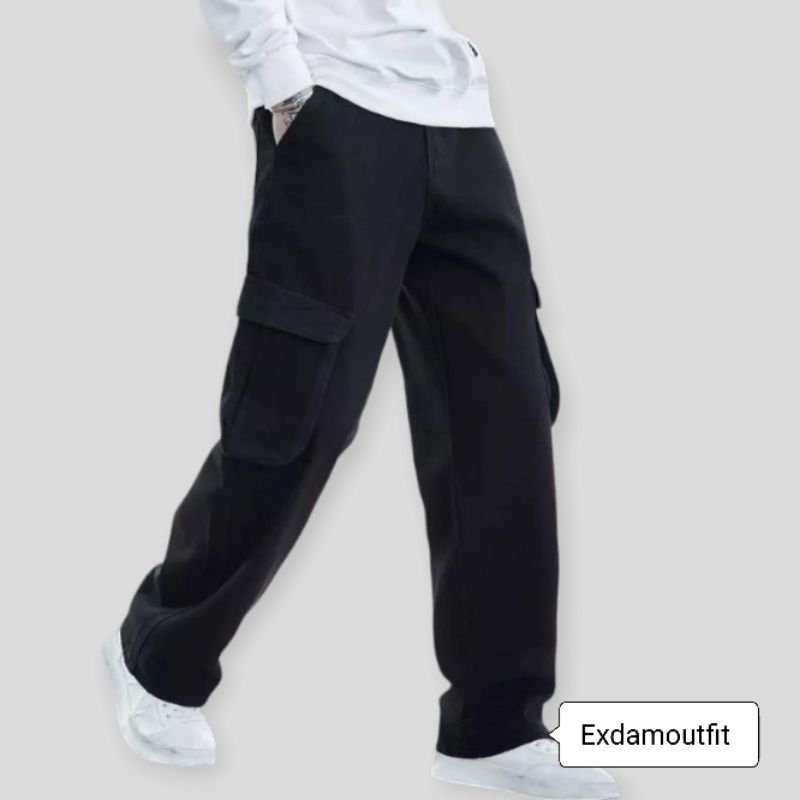 Exdam Outfit Men's Jeans Long Cargo Pants Thick Material With Side ...
