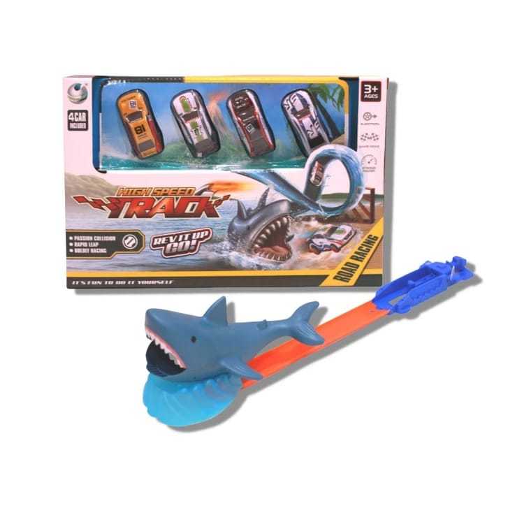 Children's Toy Track Diecast Shark Car Track Shark Toy Shark Ejection ...