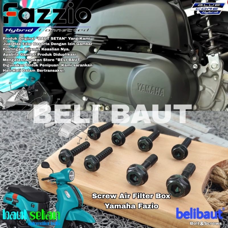 Yamaha Fazzio Black zink Mode Two Key Air filter Box Screw Bolt ...