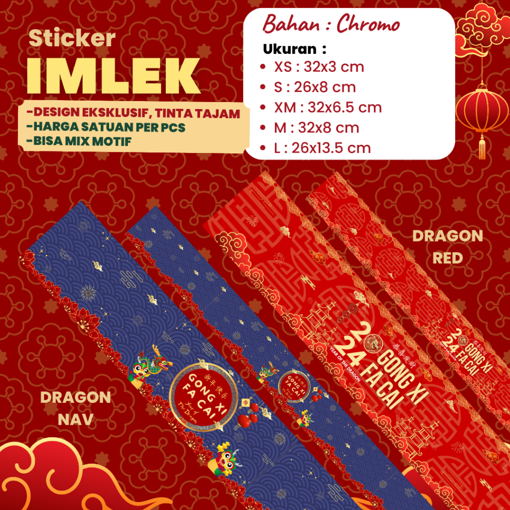 Long Dragon Chinese New Year Label Sticker Sticker For Hampers Jar CNY ...