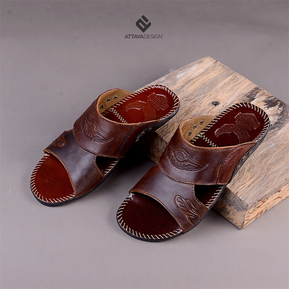 Attaya Design Genuine Leather Sandals For Adult Men Slides SPT5 ...