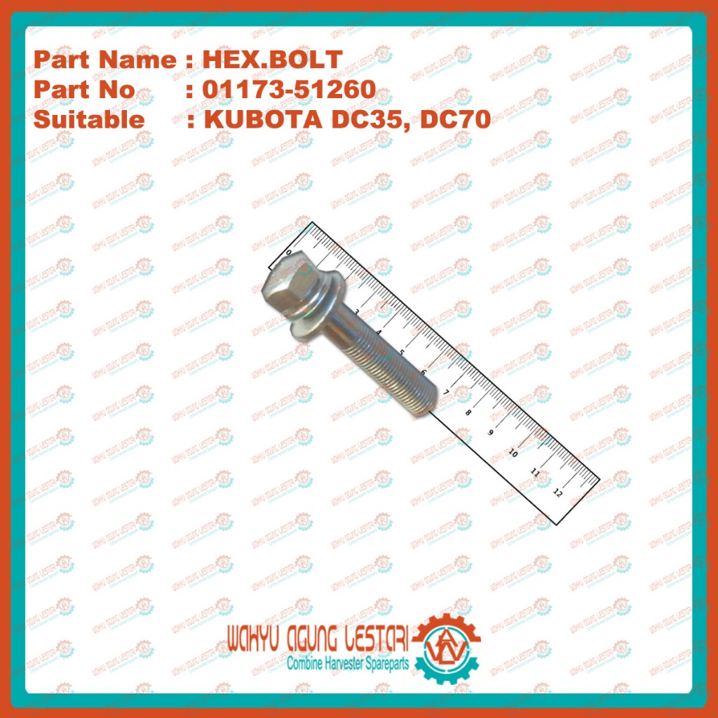 Sky Bolt Front and Middle Boat Bolts 7cm Kubota DC35, DC70 HEX.BOLT ...