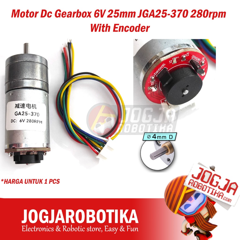 Motor Dc Gearbox 6V 25mm JGA25-370 280rpm With Encoder | Shopee Philippines