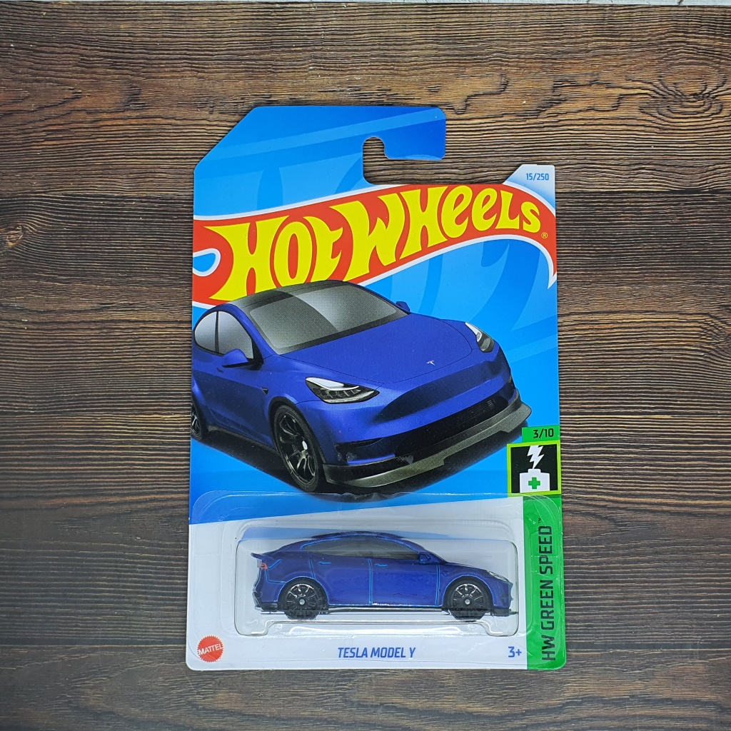 Hot Wheels Tesla Model Y Blue Blue HW Green Speed Miniature Diecast ...