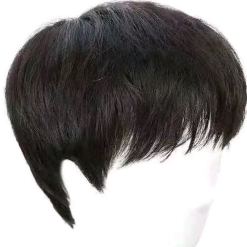 HITAM Korean Wig Short Black Hair Handsome Men's Wig Korean and ...