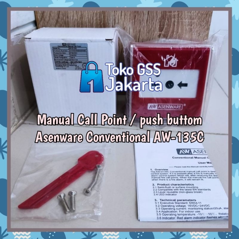 Manual Call Point / push buttom Asenware Conventional AW-135C | Shopee ...