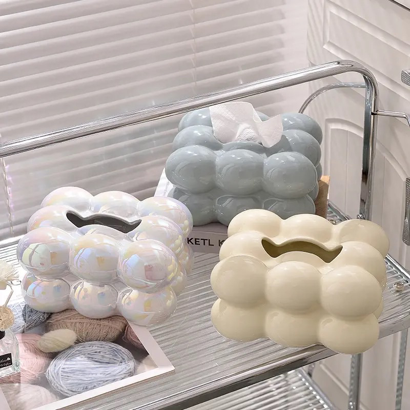 Ceramic Tissue Box/Ceramic Bubble Tissue Box/Marshmallow Aesthetic ...