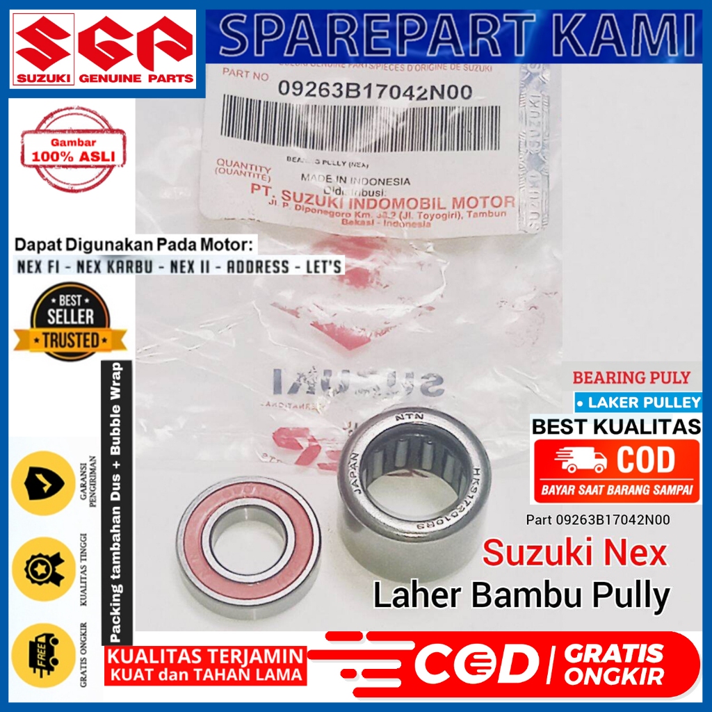BAMBOO BEARING LAHER PULLY CVT SUZUKI SET NEX 1 NEX FI CARBURETOR NTN ...