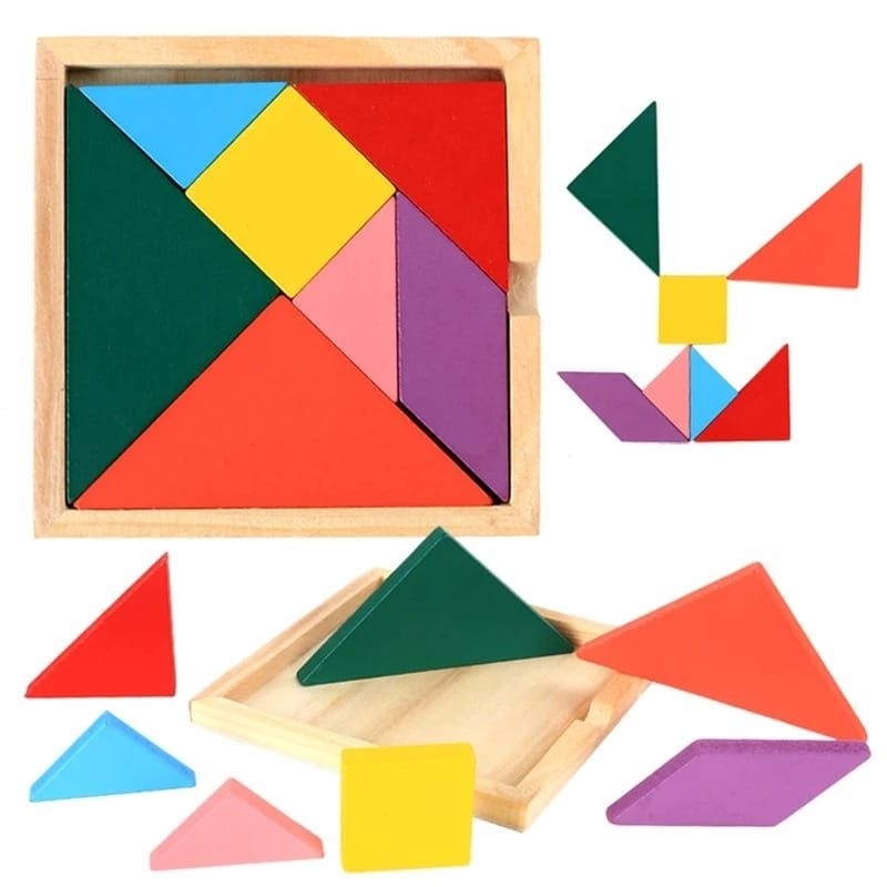 KAYU Small Wooden Tangram Children's Educational Toy / Tangram Wooden Puzzle | Shopee Philippines