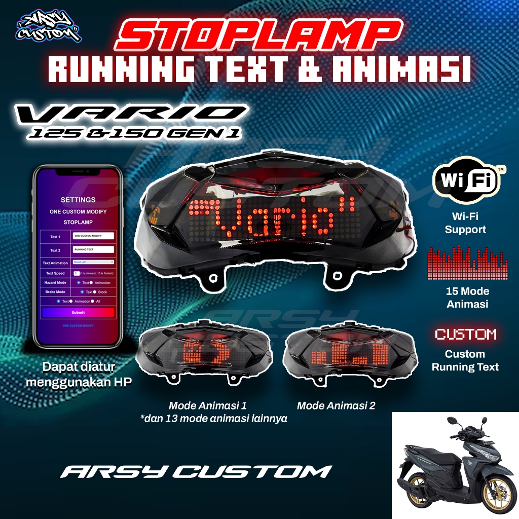 Stoplamp Led Vario 125-150 LED Old Running Text Animation Rear Brake ...