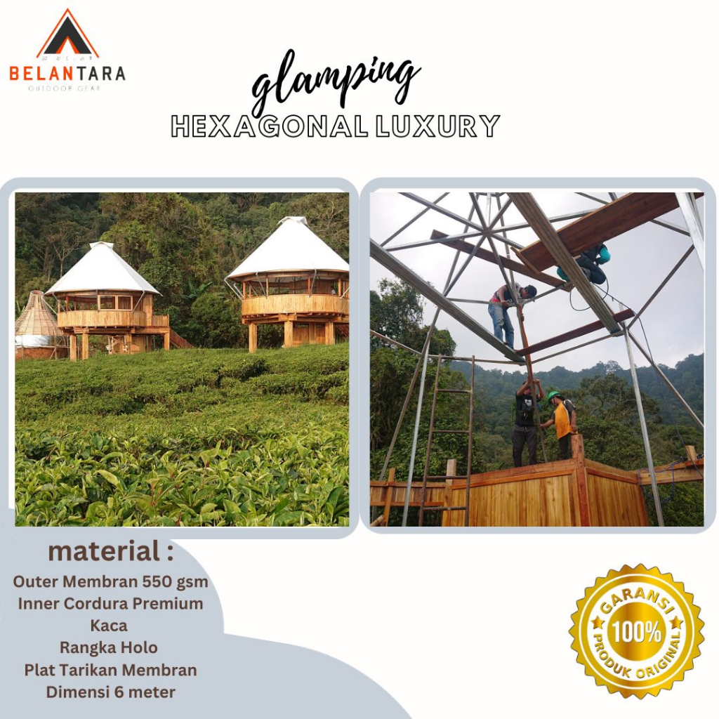 TENDA KAYU Tent glamping camping hotel garden tea luxury umbrella pvc 6 ...