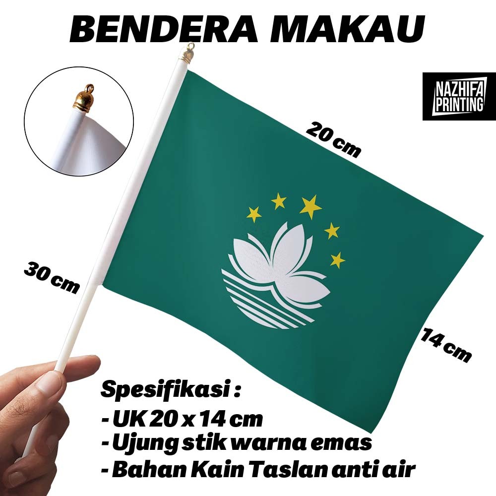 Macau Country Hand Flag - Small Mini Parade Stick Flag Taslan ...