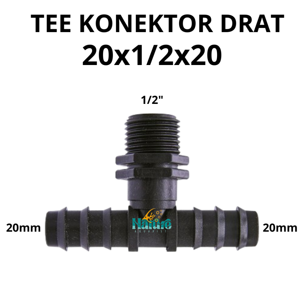 Tee connector 20x1/2"x20mm T connector Connection 1/2 Inch Outer Thread ...
