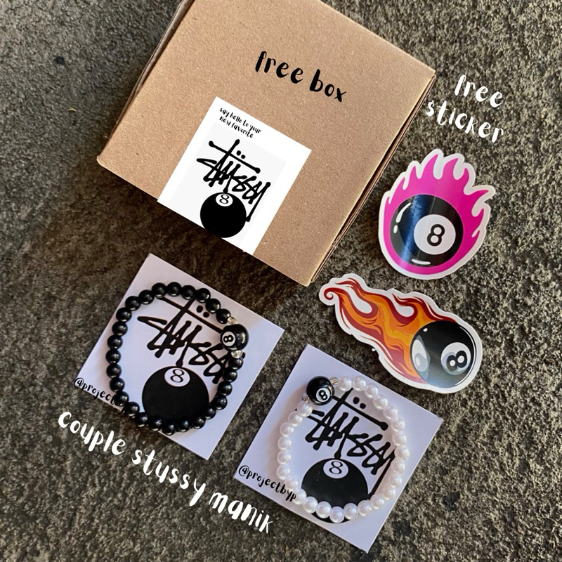 Stussy Ball 8 Couple Bracelet Free Box Sticker | Shopee Philippines