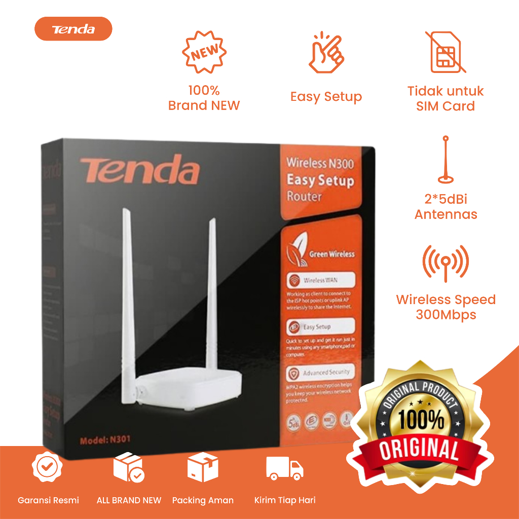 TENDA Tent N301 Wireless N300 Easy Setup Router | Shopee Philippines