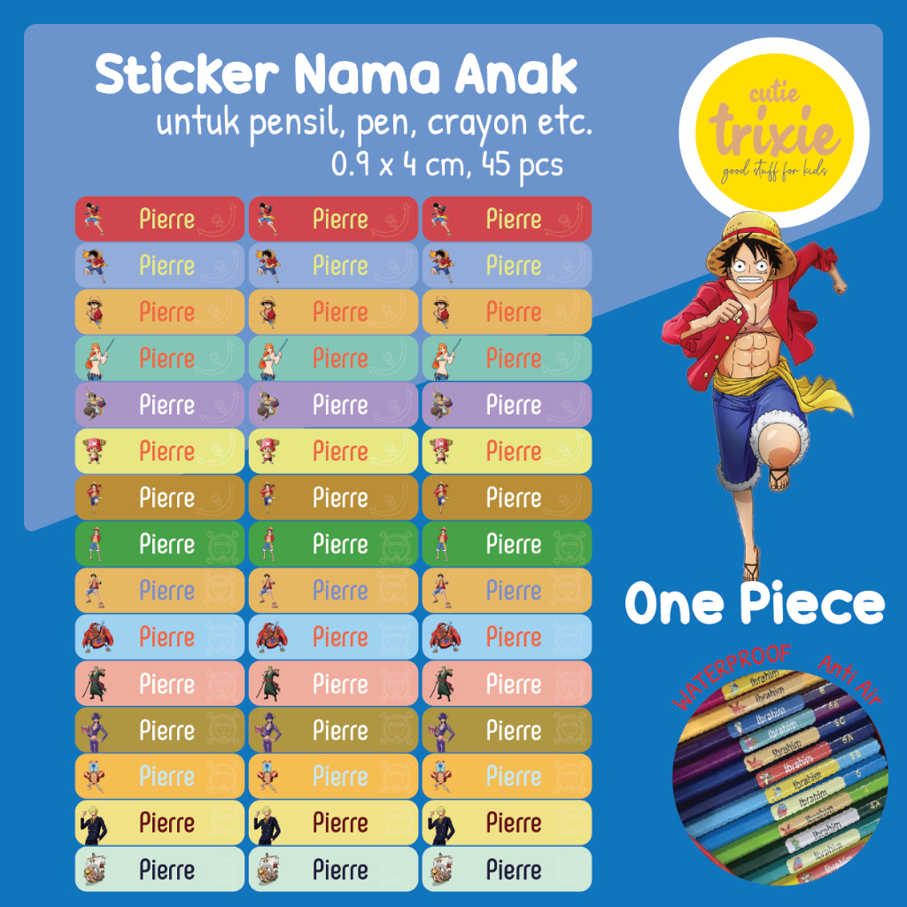 Children's Name label Sticker For One Piece crayon pen Pencil | Shopee ...