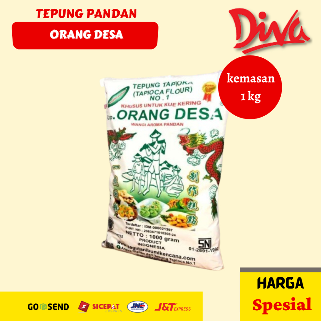 [1kg] Village people's stamp pandan tapioca flour | Tapioca flour ...