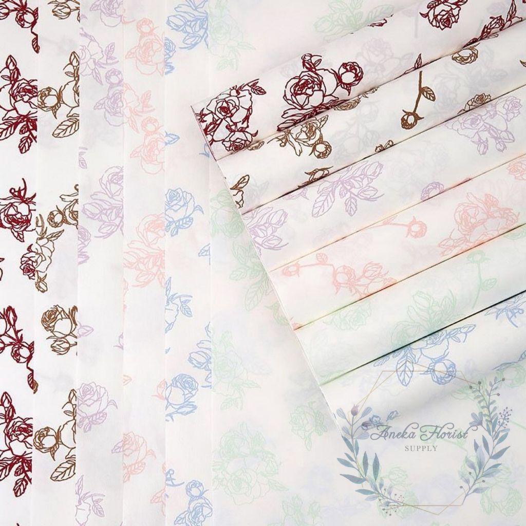 PUTIH Aneka Tille - White ROSE FLOWER Pattern PAPER/Sheet - FLOWER ...