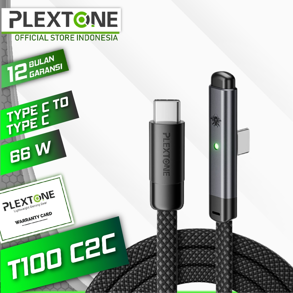 Plextone T100 C2C Type C To Type C Elbow Gaming Cable 66W Cable ...