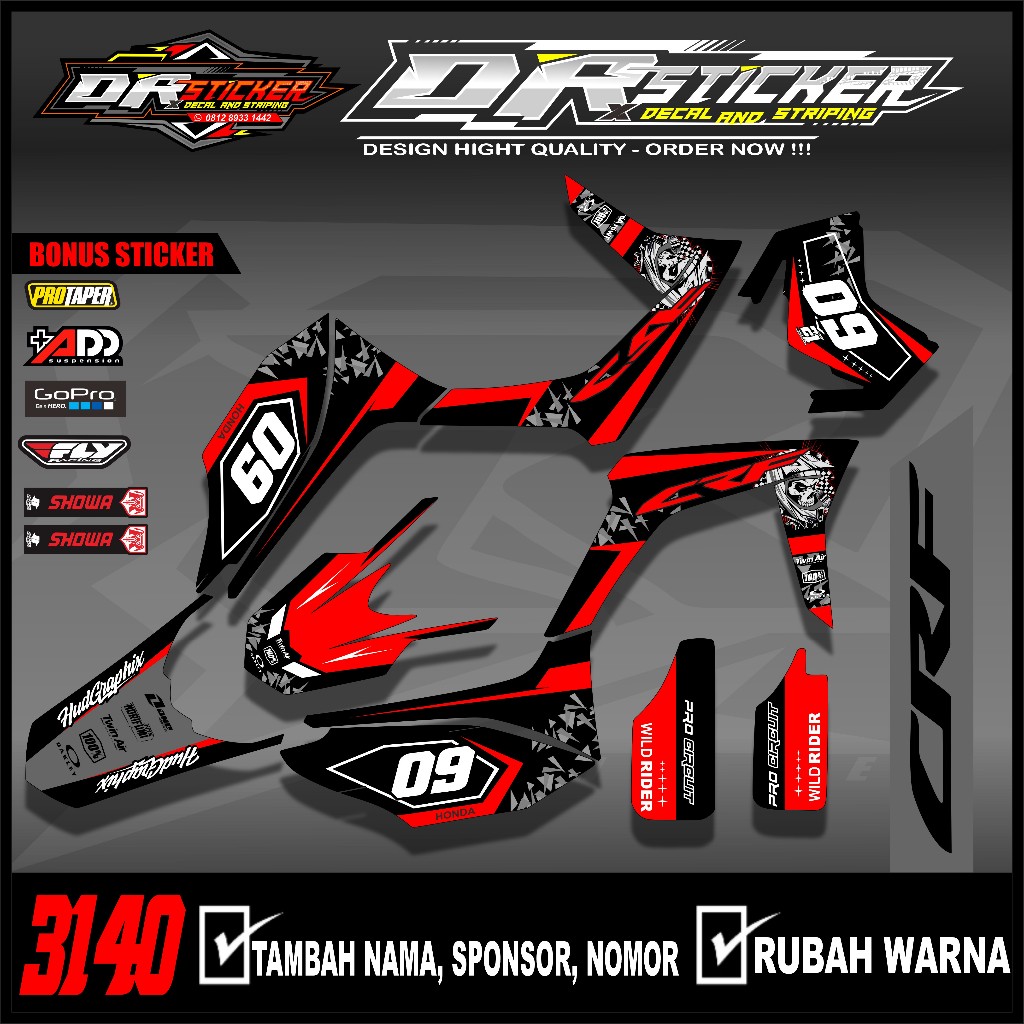 Crf 150l STRIPING Sticker SEMIFULL RACING Design - CRF 150l STRIPING ...