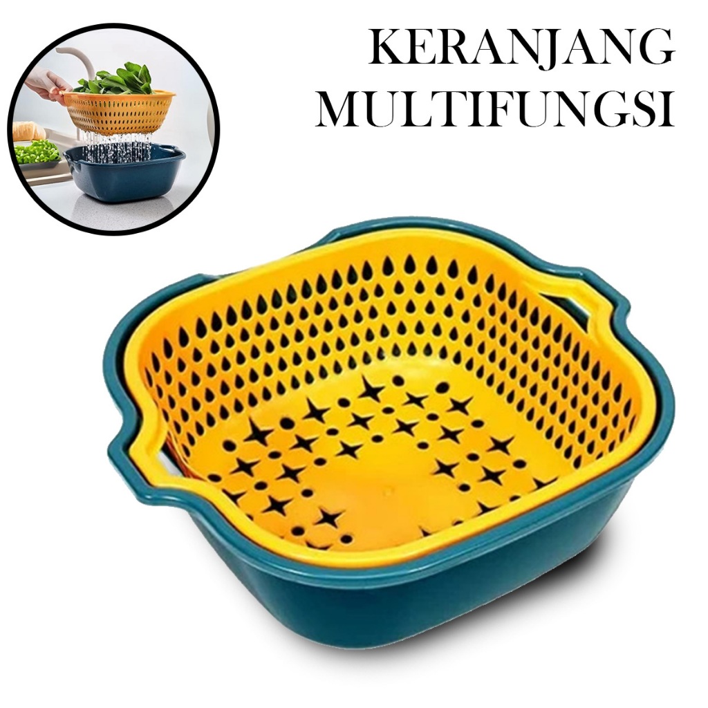 Multipurpose Drain Basket Fruit Vegetable Washing Basin 2-layer Newest ...