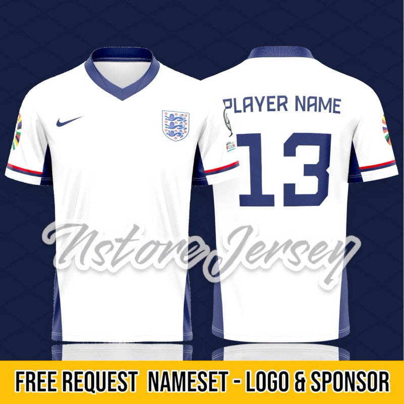 Jersey England Home Away Euro 2024 Free Request Namset | Shopee Philippines