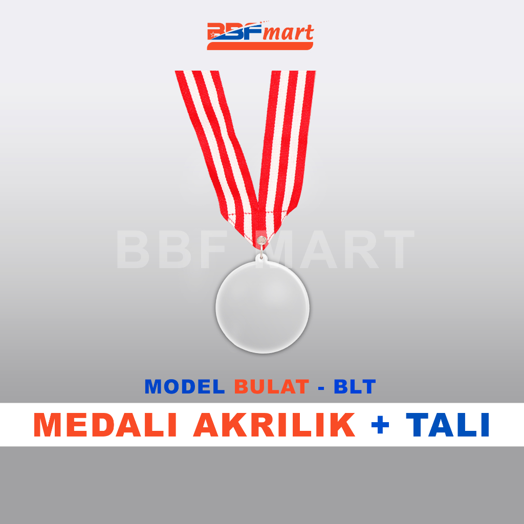 MERAH Plain Clear Acrylic ROUND Graduation Medal Plus Red and White ...