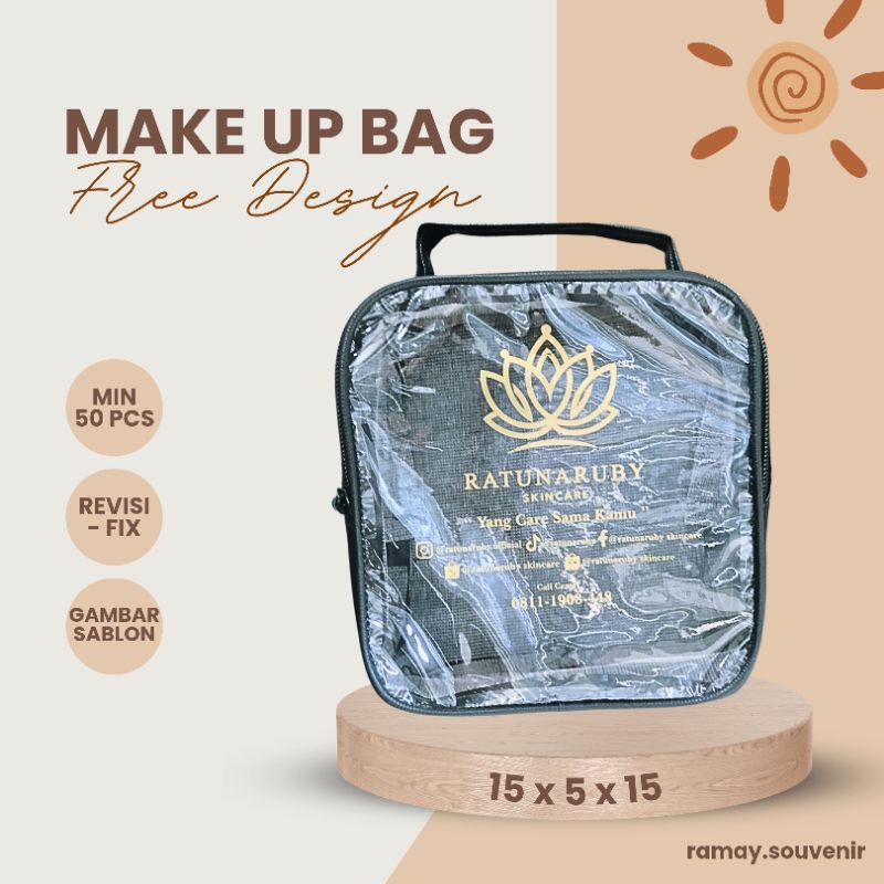 Make UP BAG SABLON CUSTOM FREE DESIGN/LOGO/MAKE UP BAG/CUSTOM SKINCARE ...