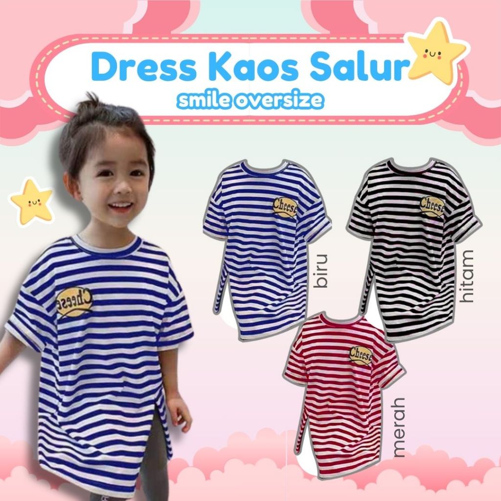 KATUN SWEATIE.STORE 1-9 Years Smiley Face Dress Kids Girls Striped ...