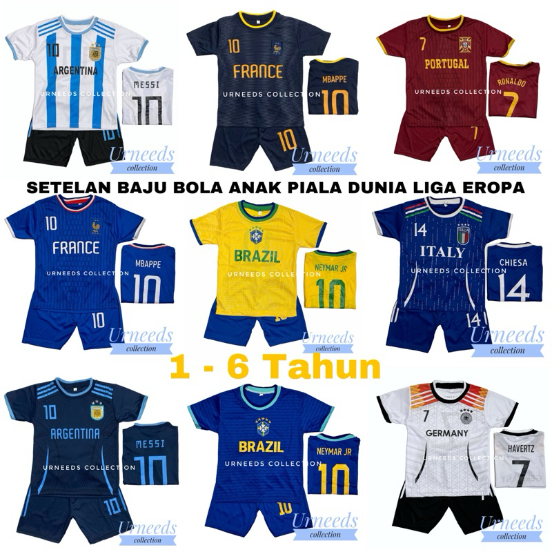 Children's FOOTBALL CLOTHING SET WORLD CUP EUROPEAN LEAGUE NATIONAL ...