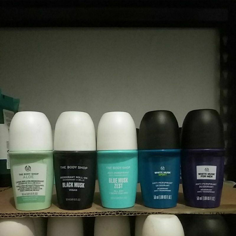 The body shop deodorant (aloe, white musk, blue musk, Japanese cherry ...