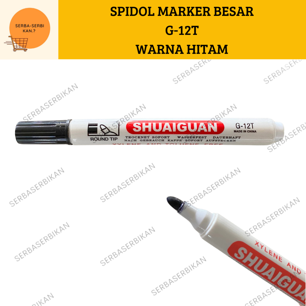 HITAM G-12t LARGE MARKER MARKERS PERMANENT BLACK/WHITE BOARD | Shopee ...