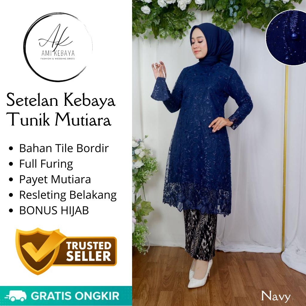Free Hijab Pearl Tunic Suit | Party Tunic | Modern Kebaya ...