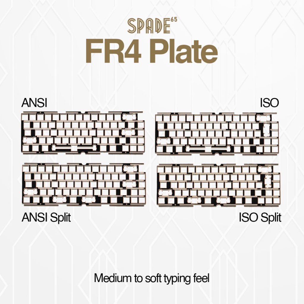 Noir Spade65 65% Extra FR4 Plate ANSI, ISO, Split Spacebar Layout ...