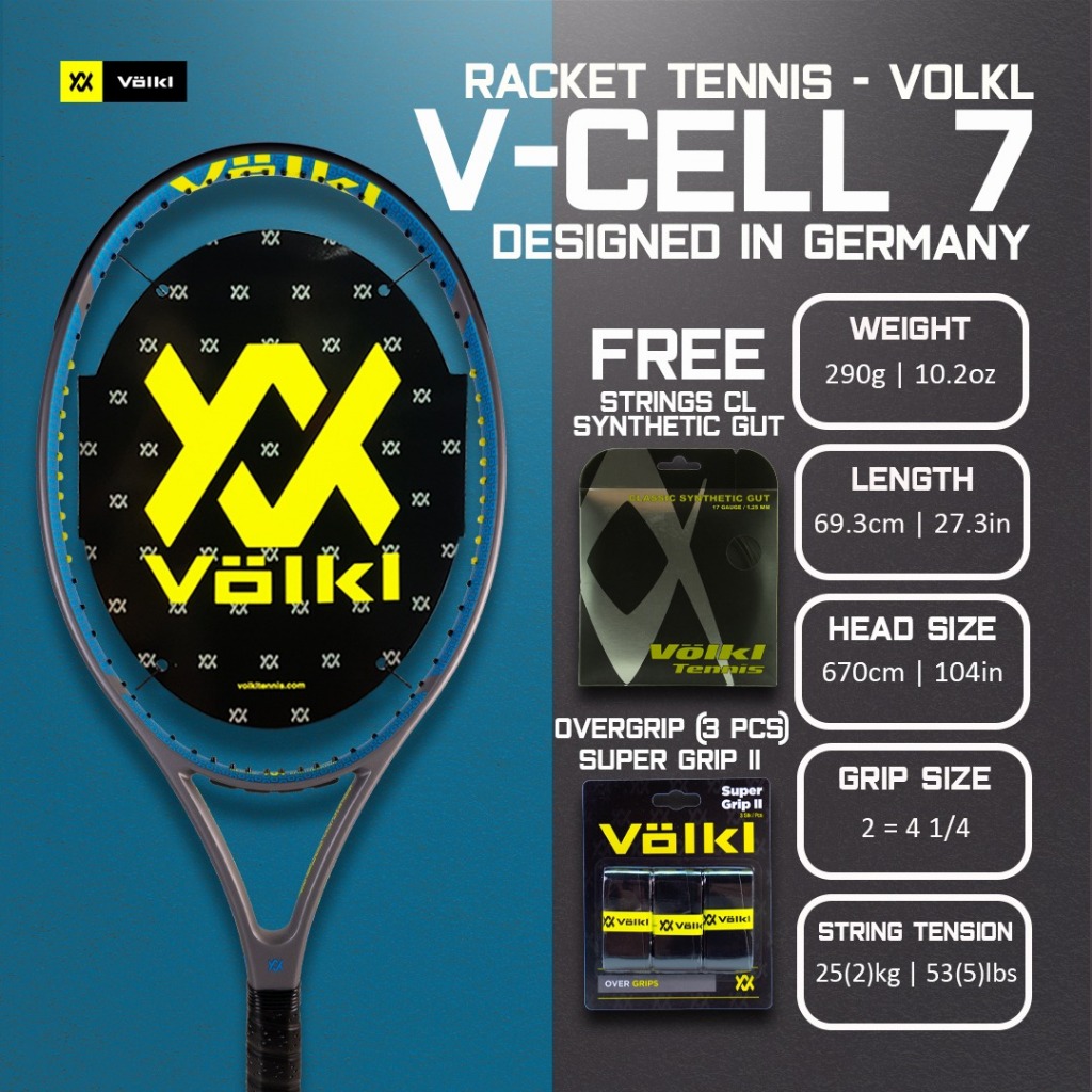 Volkl VCell 7 String Tennis Tennis Racket Volkl Classic Synthetic Gut ...