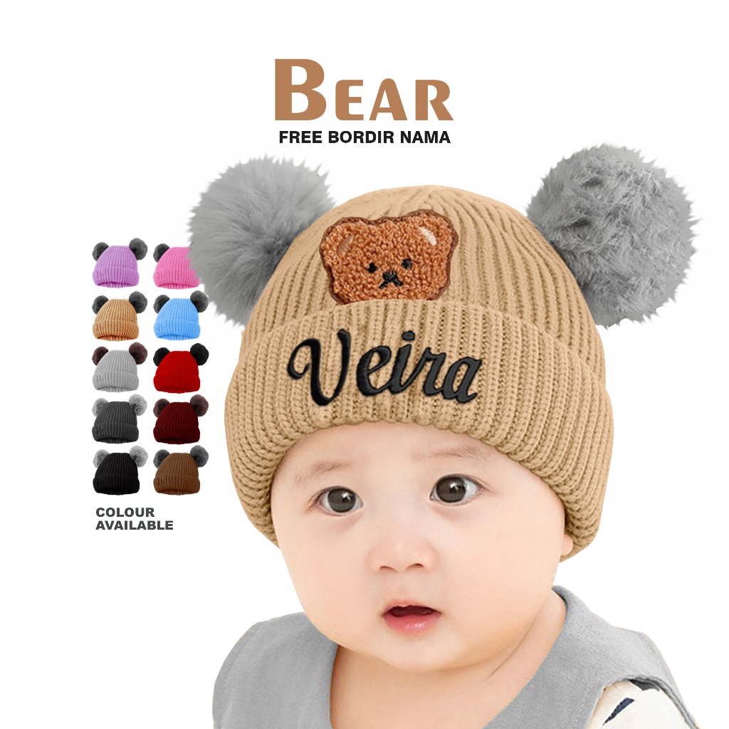 Baby Hat Knitted Bear Pompom Beanie | Shopee Philippines