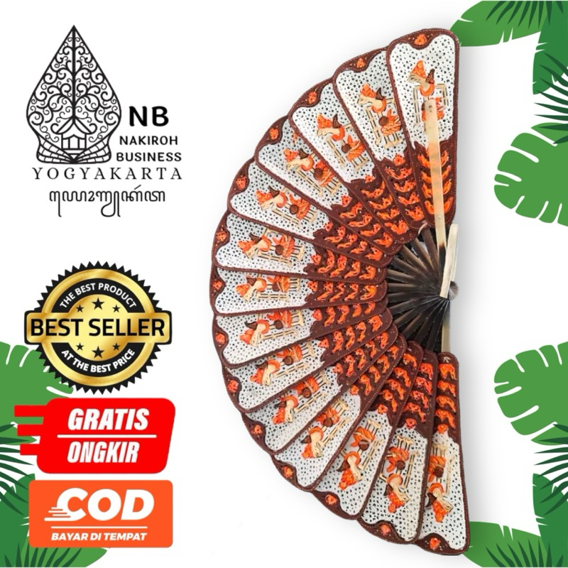 Horn Handle Puppet Folding Fan / Puppet Motif Hand Folding Fan Souvenir ...